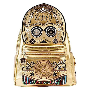 Loungefly Star Wars C-3PO Embroidered Day of the Dead Cosplay Womens Double Strap Shoulder Bag Purse