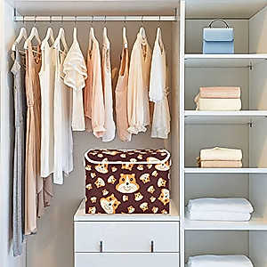 innewgogo Cute Fox Storage Bins with Lids for Organizing Large Collapsible Storage Bins with Handles Oxford Cloth Storage Cube Box for Car