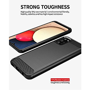 yuanming Samsung A02S Case,Galaxy A02S Case,with HD Screen Protector, Shock-Absorption Flexible TPU Bumper Cove Soft Rubber Protective Case for Samsung Galaxy A02S (Black Brushed TPU)