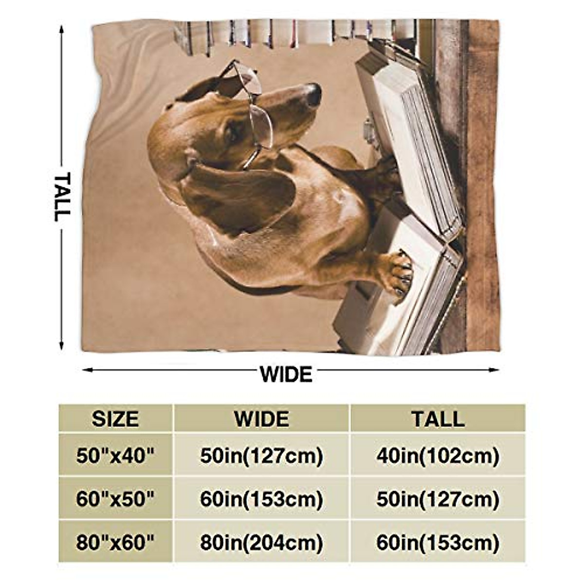 YCKNJYSG Dachshund Professor Fleece Throw Blanket Cozy Couch Bed Sofa Blanket, 60'' X 80''
