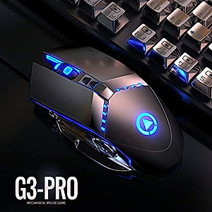 Censprin Gaming Mouse USB Wired RGB Backlit Silent Click Gamer Mouse with 4 Adjustable DPI Up to 3200, Comfortable Grip Ergonomic Optical Gaming Mice for Laptop PC Gamer Computer Desktop