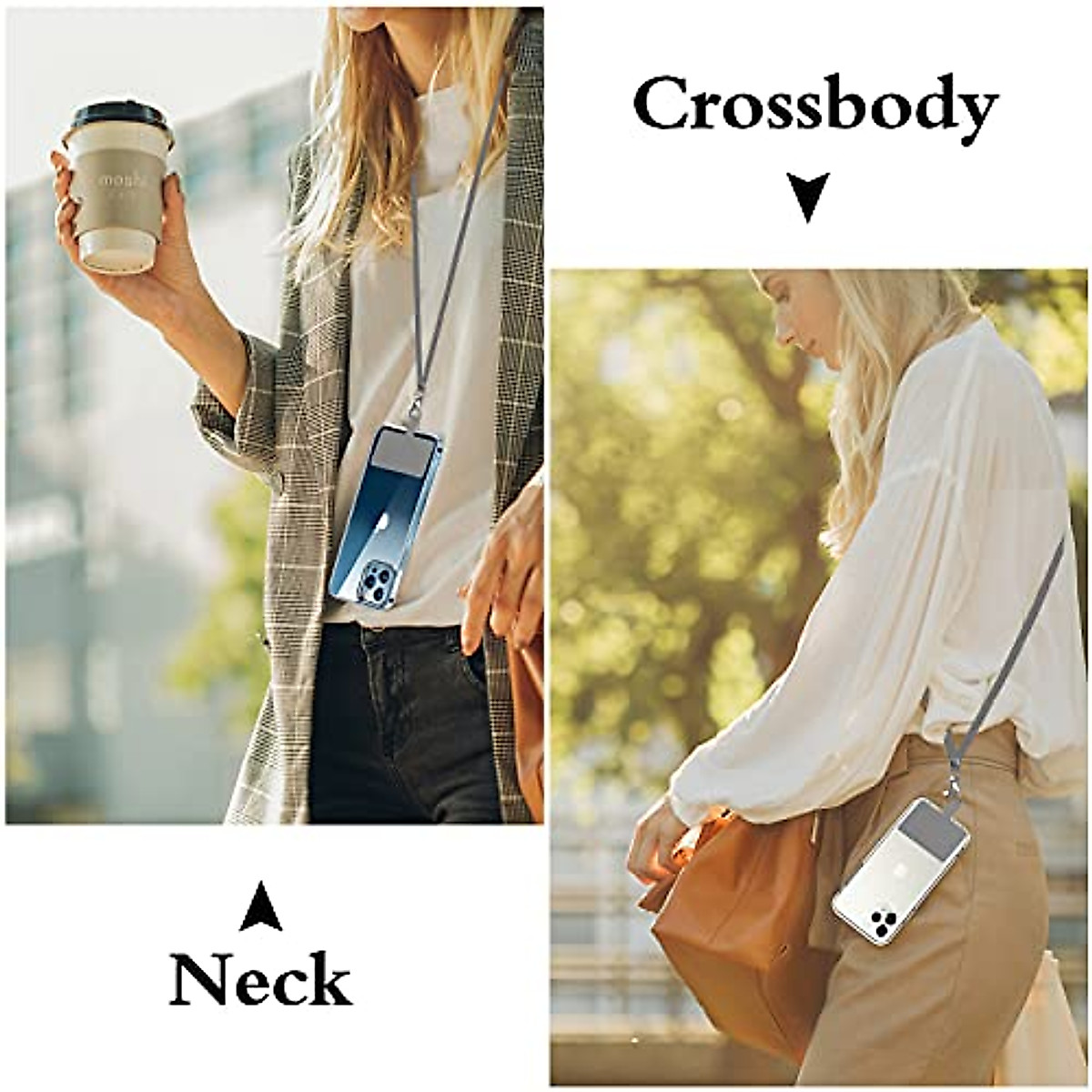 FYY Cell Phone Lanyard,[2 Pack] Cell Phone Lanyards for Women/Men,Universal Crossbody Lanyard for Cell Phone Around the Neck Compatible with iPhone,Samsung Galaxy and All Smartphones-Grey