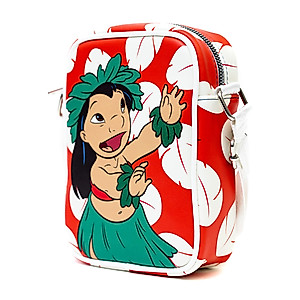 Disney Bag and Wallet Combo, Lilo and Stitch Lilo Hula Pose and Dress Print Red, Vegan Leather
