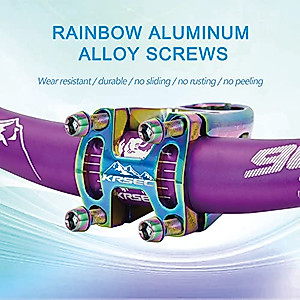 KRSEC Bike Stem 31.8 Stem 50mm Mountain Bike Stem Riser Short Handlebar Stem Bracket Aluminum Alloy for Most Bicycle, Road Bike, Raceface Handlebars MTB, BMX, Fixie Gear, Cycling Accessories, Rainbow