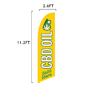 Vispronet CBD Oil Feather Flag - Made from Tear-Resistant Knitted Polyester, Visible from Both Sides - 2.6ft x 11.2ft Swooper Flag - Flag Only