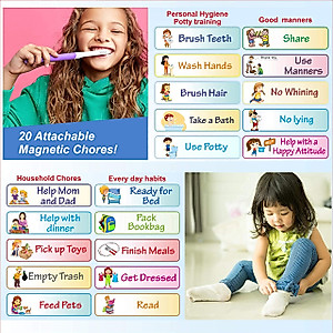 Magnetic Chore Chart for Kids Multiple Kids - Good Behavior Chart at Home - Dry Erase Reward Chart Toddler to Teens Chore Chart - Daily Responsibility Board - Potty Training Star Chart Wall or Fridge