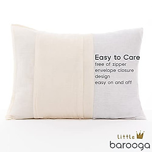 Barooga Toddler Pillowcase, 14"x19", 2 Pack, Muslin Baby Pillow Cases, 100% Cotton, Fits Pillows Sized 12"x16", 13"x18", or 14"x19", Envelope Closure Pillow Cover for Girls and Boys (Cream)