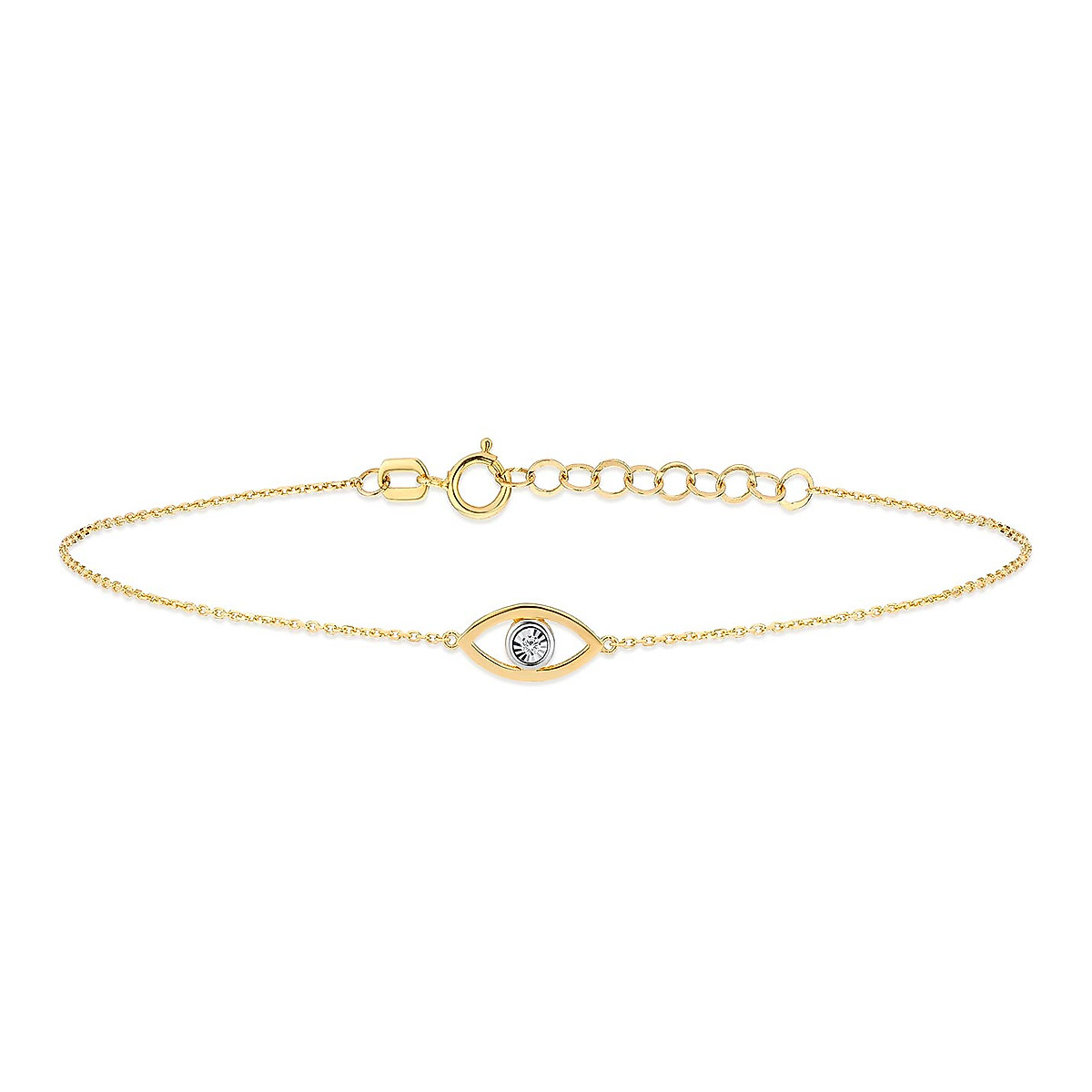 GELIN Diamond Evil Eye Bracelet in 14K Solid Gold | Protection Bracelets for Women