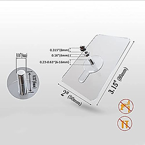 Clarmonde Adhesive Wall Screws Hanging Nails,8pcs Non-Trace No Drilling Transparent Nail Free Wall Hook for Kitchen Bathroom Storage Room Tile Wall (Nail 6mm,8pcs)