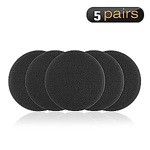 Geekria 5 Pairs QuickFit Foam Replacement Ear Pads for Sennheiser PX100, PX80, PC131, Koss SP, Koss PP Headphones Earpads, Headset Ear Cushion Repair Parts (Black)