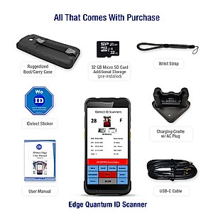 ID Scanner - Drivers License and Passport Scanner and Reader - Age Verification and Customer Management - Quantum Edge V3 Includes Handheld Scanner, Outer Carry Case, & Accessories