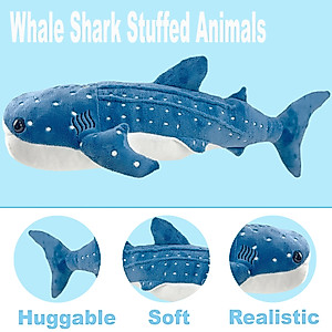 Mukouxun 39inch Whale Shark Stuffed Animal Giant Whale Shark Plush Pillow Toy Realistic Big Whale Shark Stuffed Animals Plush Huge Stuffed Whales Large