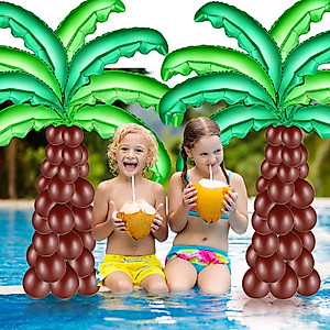 Wettarn 20 Pcs Palm Tree Leaves Balloons, Helium Foil Coconut Tree Leaves Balloons Green Palm Tree Decorations for Kids' Birthday Hawaii Luau Tropical Party Baby Shower, 35.43 x 14.57 Inches