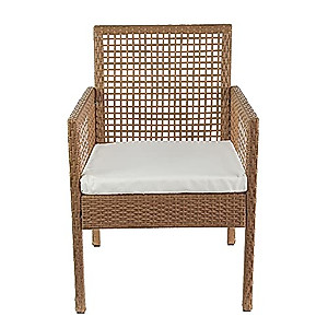 Amazon Brand - Ravenna Home Modern Outdoor Patio Dining Chairs with Cushion, Weather-Resistant PE Rattan Wicke, 23.62"D x 22.24"W x 33.46"H, Beige