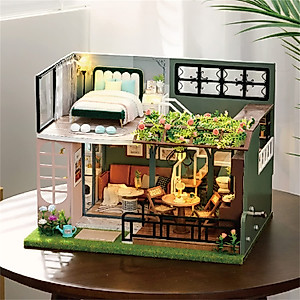 Flever Dollhouse Miniature DIY House Kit Creative Room with Furniture for Romantic Artwork Gift (Half of The Garden)