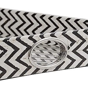 A&B Home Rectangular Serving Tray,Hanley Geometric Wood Trays with Handles,Decorative Trays with Vibrant Black and White Art Decor Patterns in 2 asst,25x15 inch