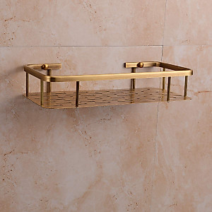 Antique Brass Bathroom Shelf Shampoo Holder Wall Mounted Shower Caddy