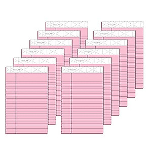 TOPS Prism Writing Pads, 5" x 8", Jr. Legal Rule, Narrow 1/4" Spacing, Pink, Perforated, 50 Sheets, 12 Pack (63050)