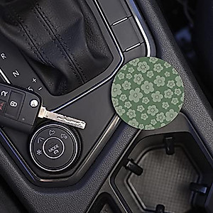 Floral Spring Green 2.75 x 2.75 Ceramic Car Coasters Pack of 2