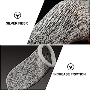 UKCOCO Gaming Finger Sleeves for Mobile Game- White Yellow Silver Fiber Game Sweat- Proof Finger Cot Mobile Controller Breathable Touchscreen, 6pcs