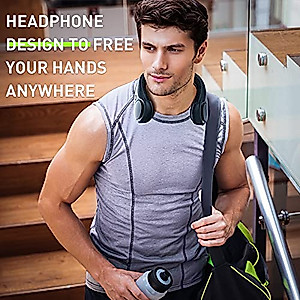 LEMOISTAR Bladeless Neck Fan,Wearable Personal Fan,Hands Free USB Rechargeable Battery Operated Cooling Hanging Fan,3 Turbo Motors, Headphone Design, 360° Cooling Fan for Women Men Sports(Blue)