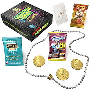 Collector Kings Sports Cards Kids Mystery Box - Includes 3 Sealed Sports Trading Cards Packs, 1 King Mystery Pack, and Exclusive King Bling - Basketball, Football Trading Cards for Boys & Girls