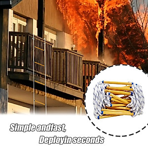 WDFYJ Emergency Fire Escape Ladder Flame Resistant Safety Rope Ladder with Hooks Fast to Deploy & Easy to Use Compact & Easy to Store Withstand Weight up to 2000 pounds(16F/5M)