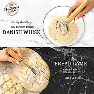 Nature's Loaf Banneton Bread Proofing Basket Set | 2 Oval Baskets with Sourdough Bread Baking Supplies - Complete Kit Including Proofing Baskets, Danish Whisk, Bowl Scraper, Dough Scraper, Bread Lame