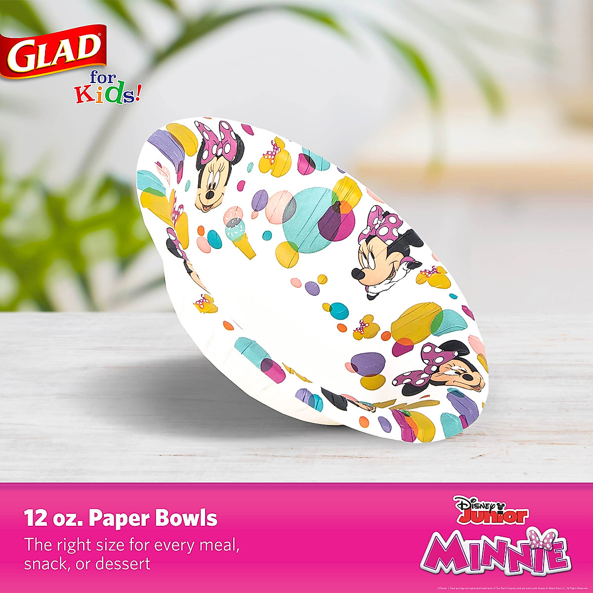 Glad for Kids Disney Mickey and Friends Polka Dot 12oz Paper Bowls| Disney Mickey Mouse Colorful Polka Dot Paper Bowls, Kids Bowls| Kid-Friendly Paper Bowls for Everyday Use, 12oz Paper Bowls 40 Ct