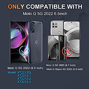 RMOCR Motorola Moto G 5G 2022 Case with Tempered Glass Screen Protector[1 Pack], Heavy Duty Rugged Shockproof Full Body Protective Phone Cover,Mine Green