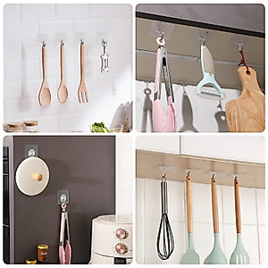 Alliebe 30 Pack Wall Heavy Duty 13lb(Max) Self Adhesive Hooks Waterproof Oilproof Hanging Hooks for Bathroom Shower Kitchen Office Outdoor Home Improvement Utility Hook