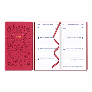 Letts of London Woodland Weekly Planner, 12 Months, January to December, 2024, Pocket Size, 5.875" x 3.125", Multilingual, Pink (C082174-24)