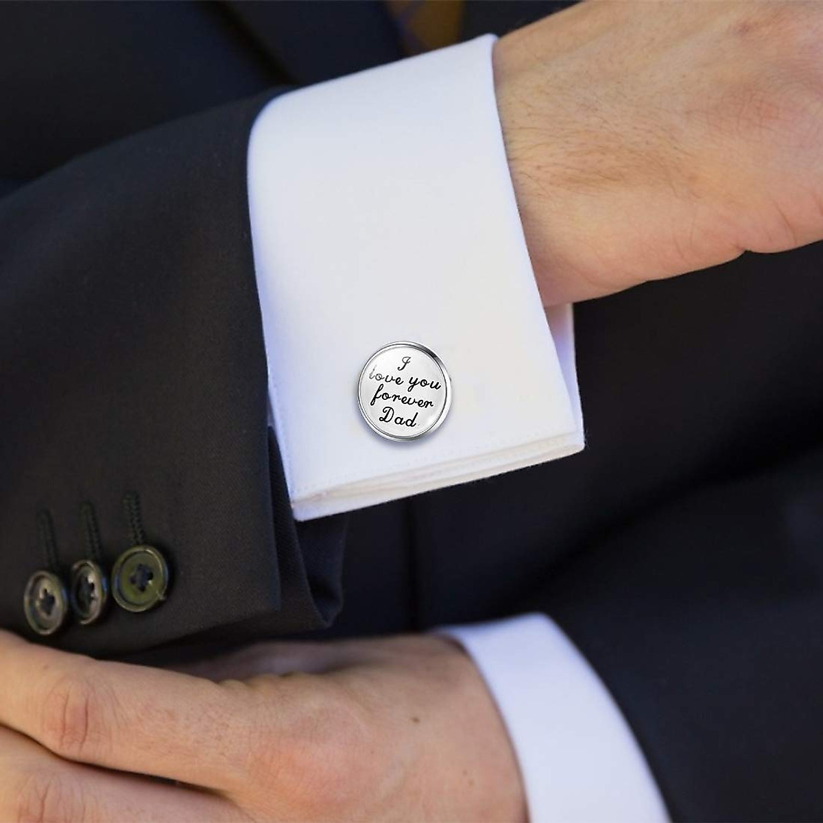 JIAYIQI Cufflinks for Dad from Bride I love You forever Dad Cufflinks Sweet Words Cufflinks for Men
