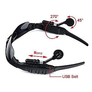 Wireless Bluetooth Sunglasses Anti-ray Stereo 4.1 Music Bluetooth Headphones for Men Support Both Headset and Hands-Free for All Kinds of Cell Phones (Black-Gray)