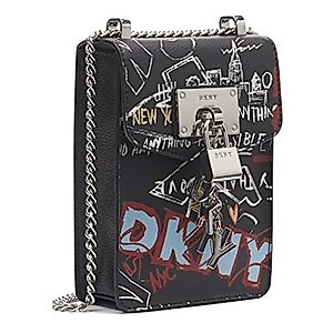 DKNY womens Dkny Elissa N/S Phone Crossbody, Black Graffiti, One Size US