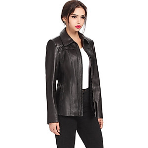 BGSD Women Ellen Lambskin Leather Jacket (Also available in Plus Size & Petite), Black, X-Large Petite