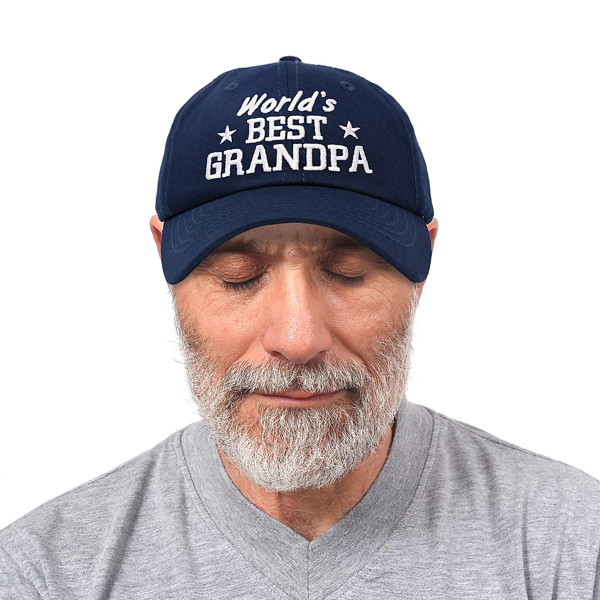 DALIX Worlds Best Grandpa Dad Hat Grandfather Gift Cotton Cap in Navy Blue
