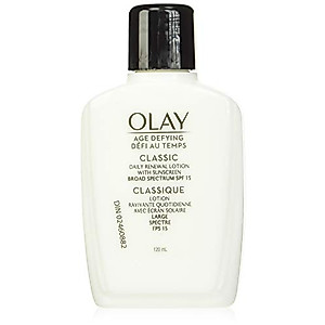 Face Moisturizer by Olay, Age Defying Classic Daily Renewal Lotion, With Sunscreen, Classic,4 oz