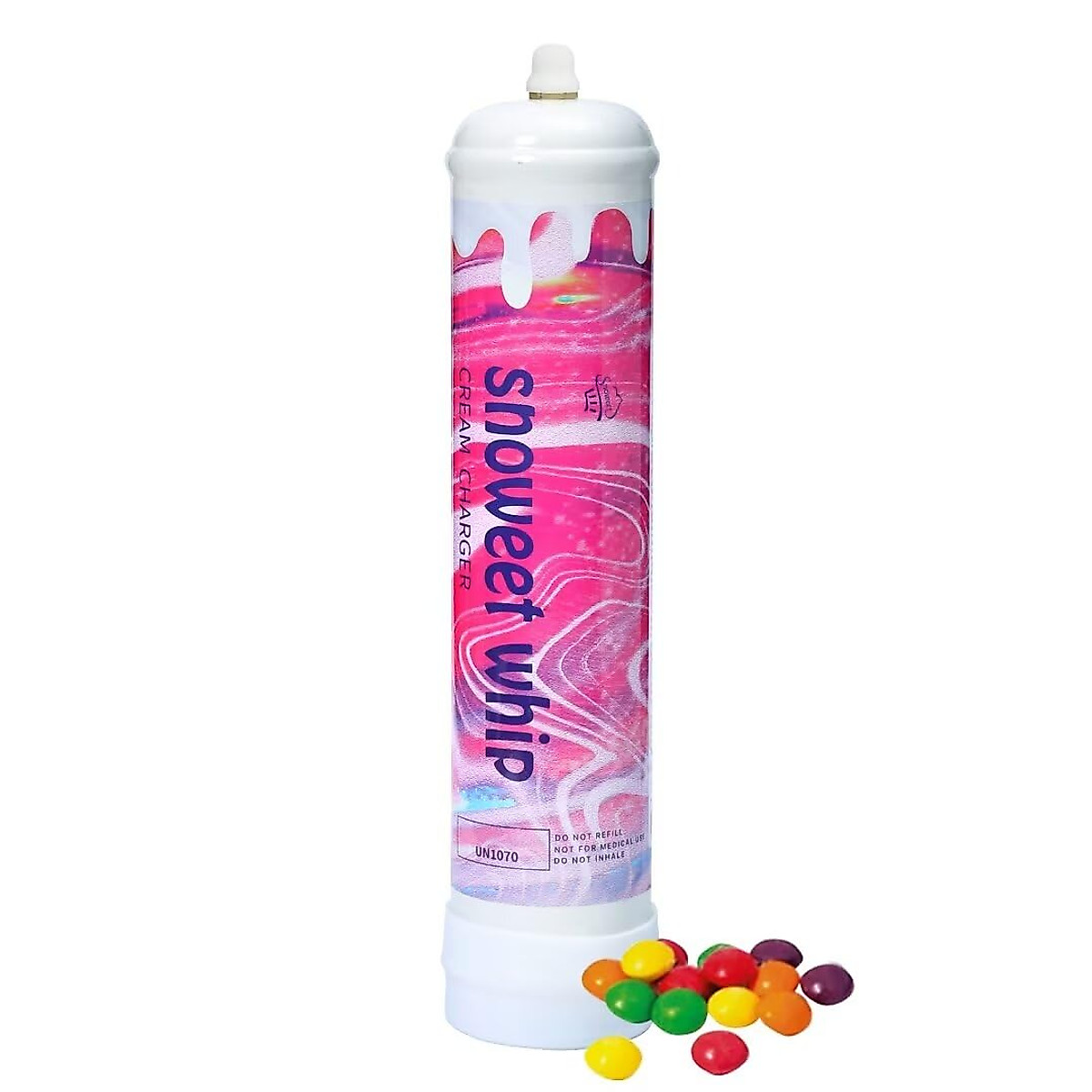 Cream Charger Tanks Sturdy Base Steel Whipped Cream Dispensers 0.95L 615Gram Whipped Cream Canisters with1 nozzle (Rainbow Candy-1 Cylinder)