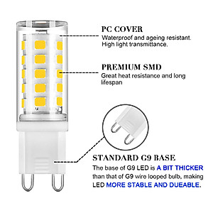 SumVibe G9 LED Light Bulb, 4W, 40W Halogen Equivalent, Daylight White 6000K, Non-Dimmable, 12-Pack