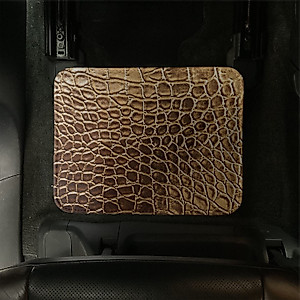 Lunarable Animal Print Car Mat Set of 4, Tint Vivid Crocodile Skin Nature Life Toughness High-End Design Art, Front & Back Seat Floor Mat Durable PVC Backing Car Accesory, Brown Pale Brown