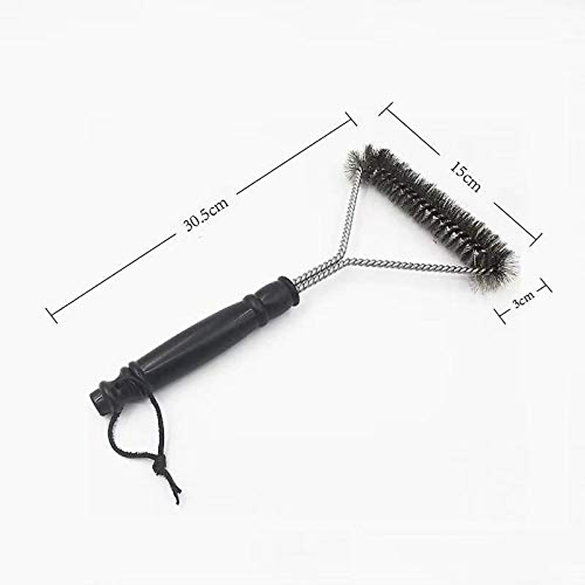 12 inch 3-Sided Grill Brushes, BBQ Brush Cleaner with Hanging Loop, Stainless Steel Woven Grill Accessories