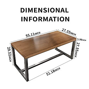 Sihtengxxhongs Solid Wood Computer Desk Modern Home Office Thick Desk 55 Inch Long Writing Table PC Workstation