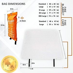 Supa Ant Emergency Fire Blanket for Home and Kitchen - 4 Pack 1500F High Visibility (Glow in The Dark) Smother Kitchen Fire Blanket - CE Certified Hero Fire Blankets Emergency for Home (40in)