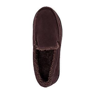 MUK LUKS Men's Faux Suede Moccasin Slipper, Brown, 12