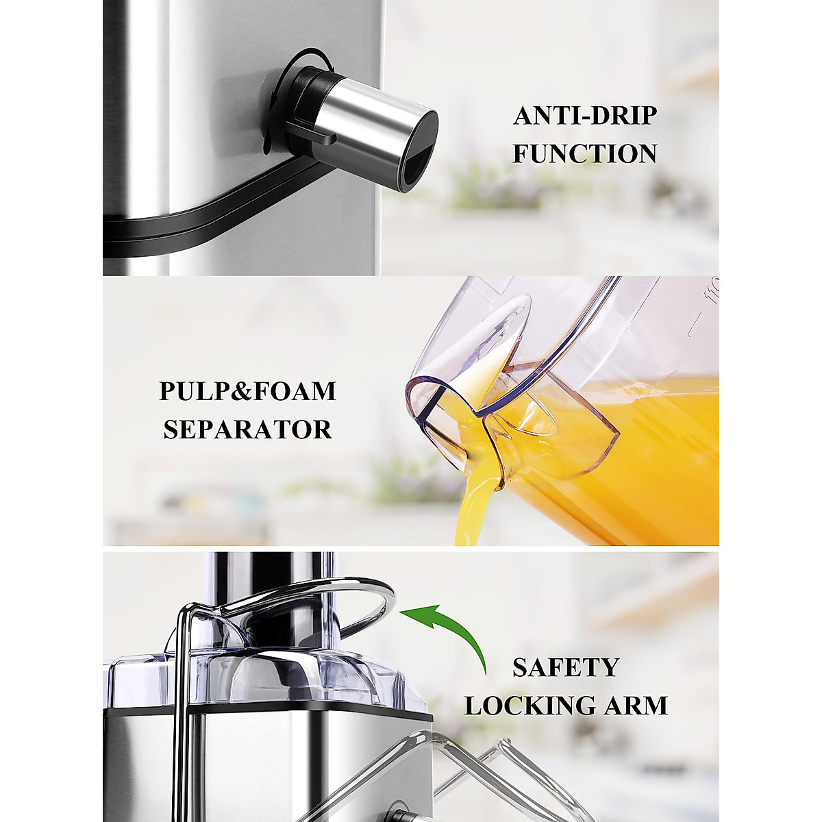 1200W 6-Speed Touch LCD Screen Centrifugal Juicer with 3.5" Big Wide Chute, Healnitor Juice Extractor Machines Vegetable and Fruit, Titanium Enhanced Filter, Easy Clean, BPA-Free, Silver