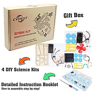 4 in 1 Solar Power & Electric Motor STEM Kits,Science Experiment Projects for Kids Beginners,Electronic Assembly Solar Powered Toy Kit,DIY Educational Engineering Experiments for Boys and Girls