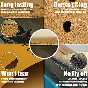 TigerShark 5 Inch Sanding Discs 8 Hole Grit 60 50pcs Pack Special Anti Clog Coatin Paper Gold Line Hook and Loop Dustless Random Orbital Sander Paper Coarse