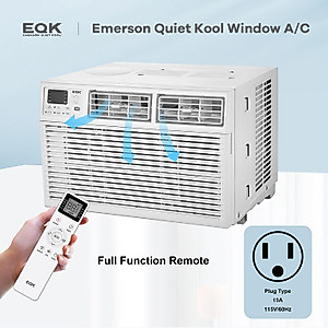 Emerson Quiet Kool EARC15RSE1 SMART 15,000 BTU 115V Window Air Conditioner with Remote, Wi-Fi, and Voice Control, White