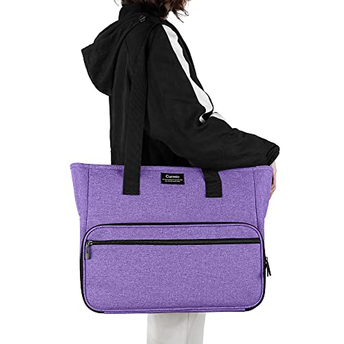 CURMIO Yarn Storage Bag, Knitting Tote Bag for WIP Project, Crochet Hooks, Knitting Needles and Yarn Skeins, Bag Only, Purple (Patented Design)